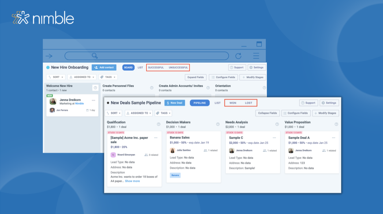 Nimble Adds New List View of Contacts to Deals and Workflows