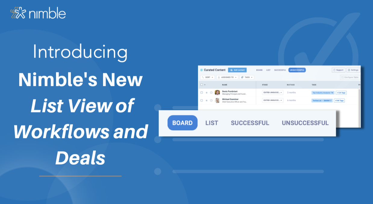 Nimble Adds New List View of Contacts to Deals and Workflows