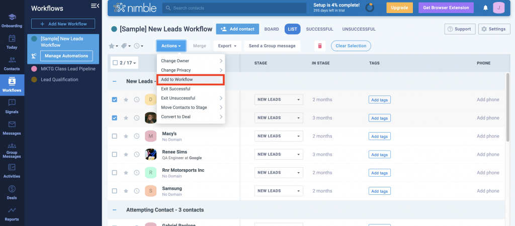 Nimble Adds New List View of Contacts to Deals and Workflows